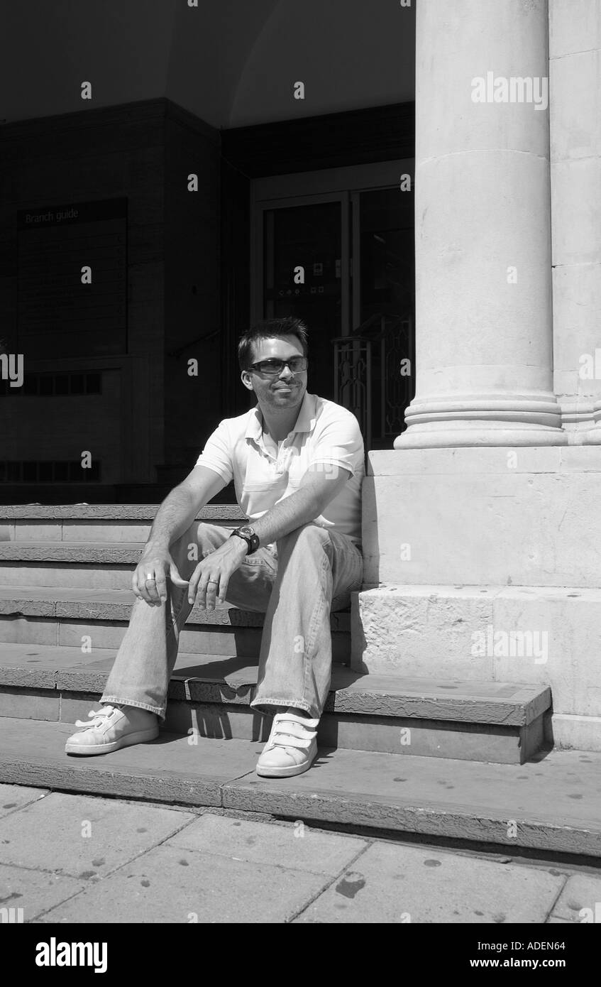 Model on steps Black and White Stock Photos & Images - Alamy