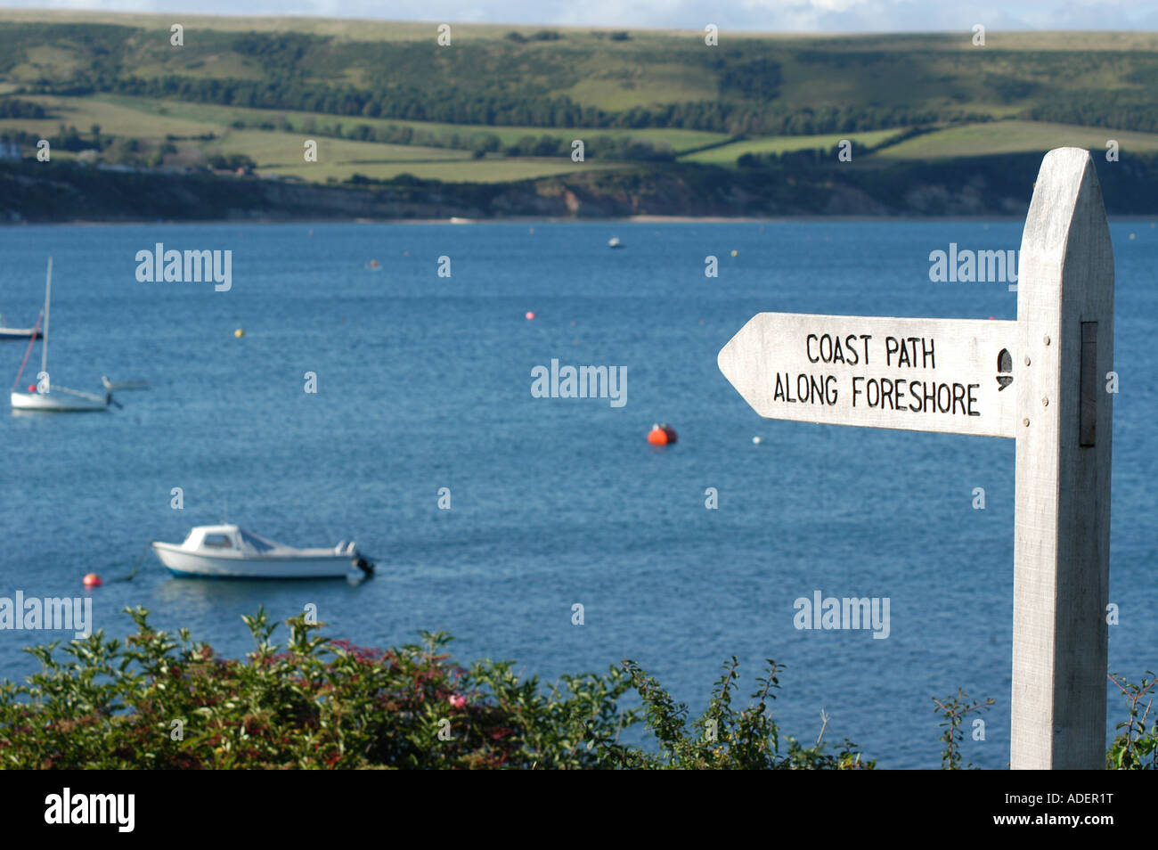 Coast Path along foreshore sign Stock Photo - Alamy