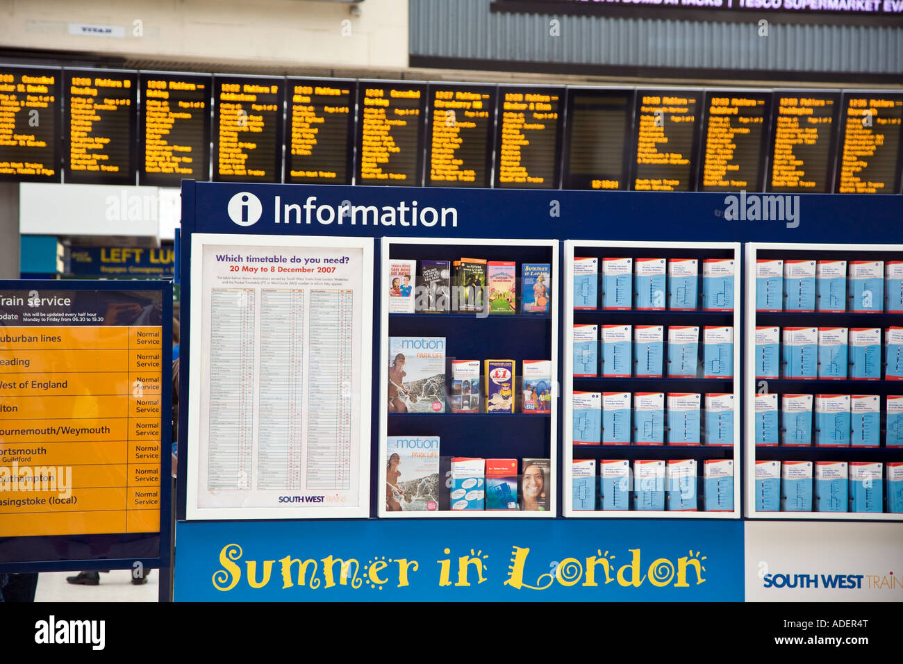 Information board at London Waterloo train station Stock Photo - Alamy
