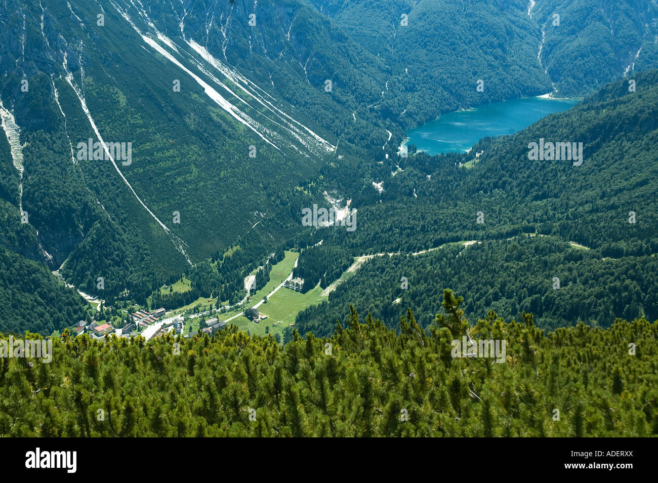 A view of the Predil lake from the peak of Mount Re Stock Photo - Alamy