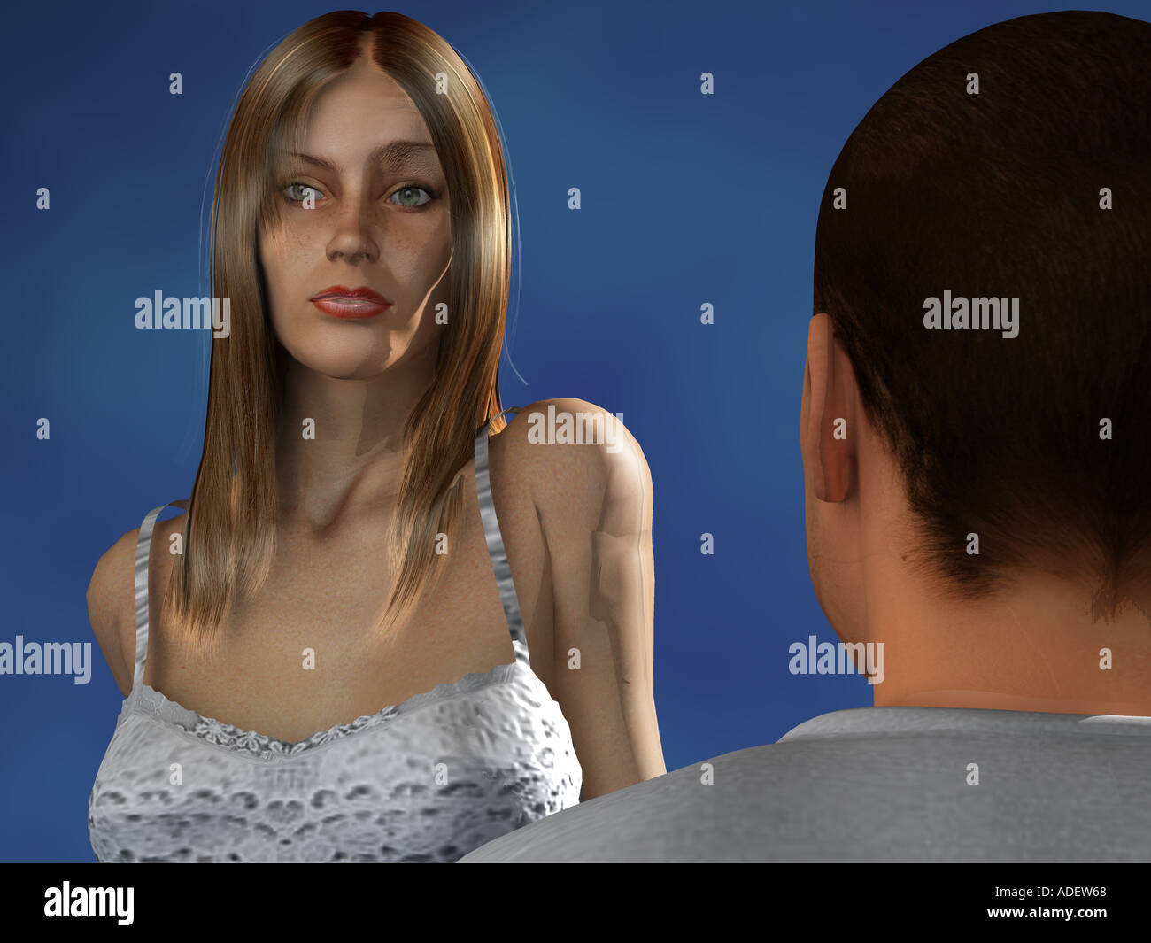 over the shoulder shot a 3d computer illustration of a standard shot in ...