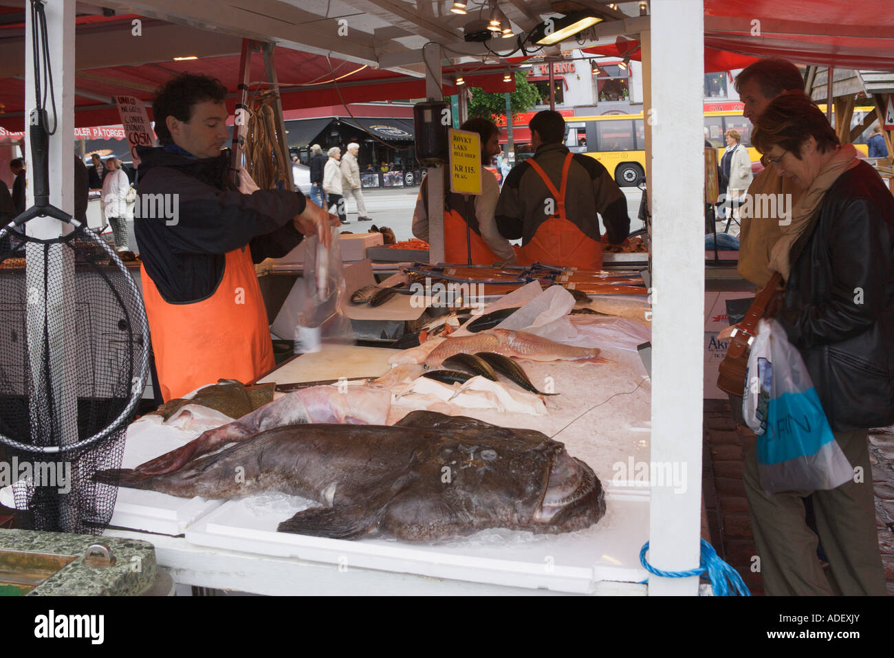 Monkfish on a stall at Bergen fish market Norway Stock Photo - Alamy