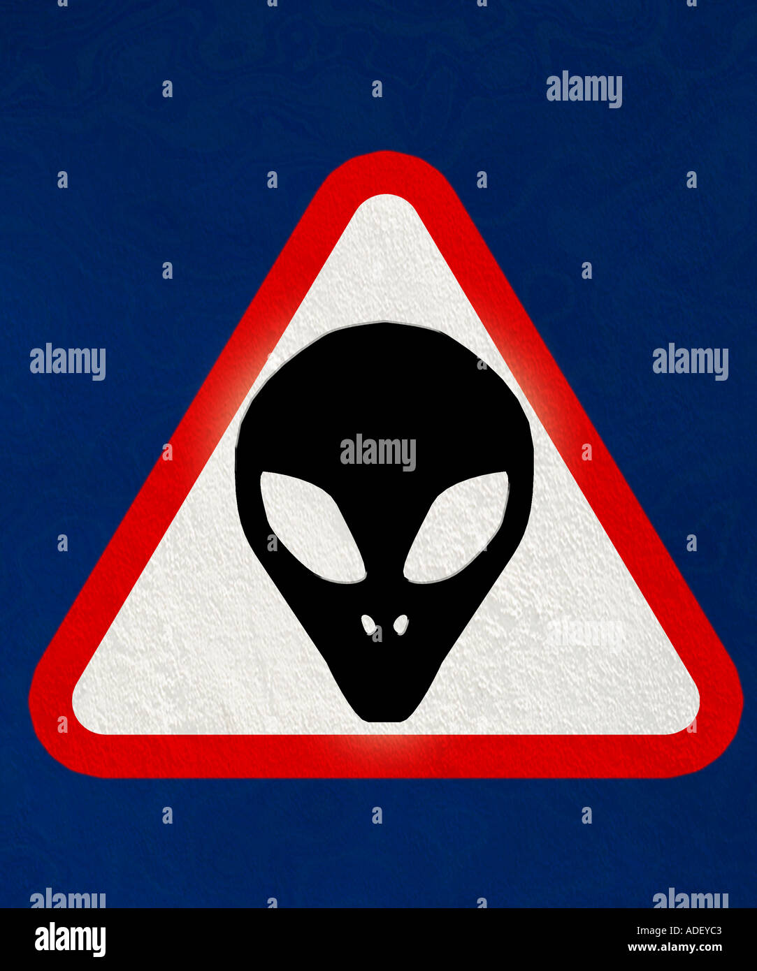 area 51 warning road sign with image of an alien gray Stock Photo - Alamy