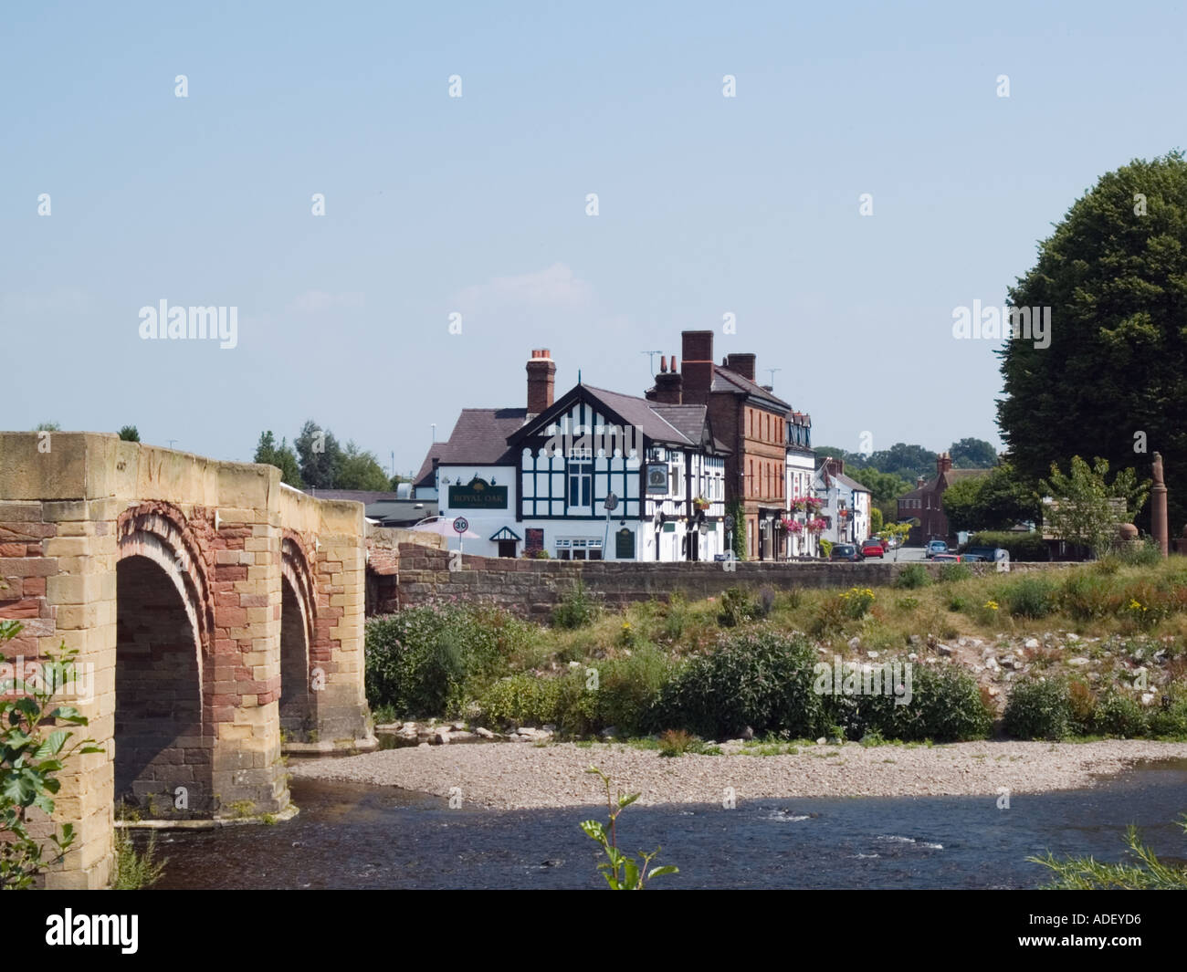 FIVE ARCHED OLD STONE BRIDGE 1660 and view of village "Bangor is y Coed ...