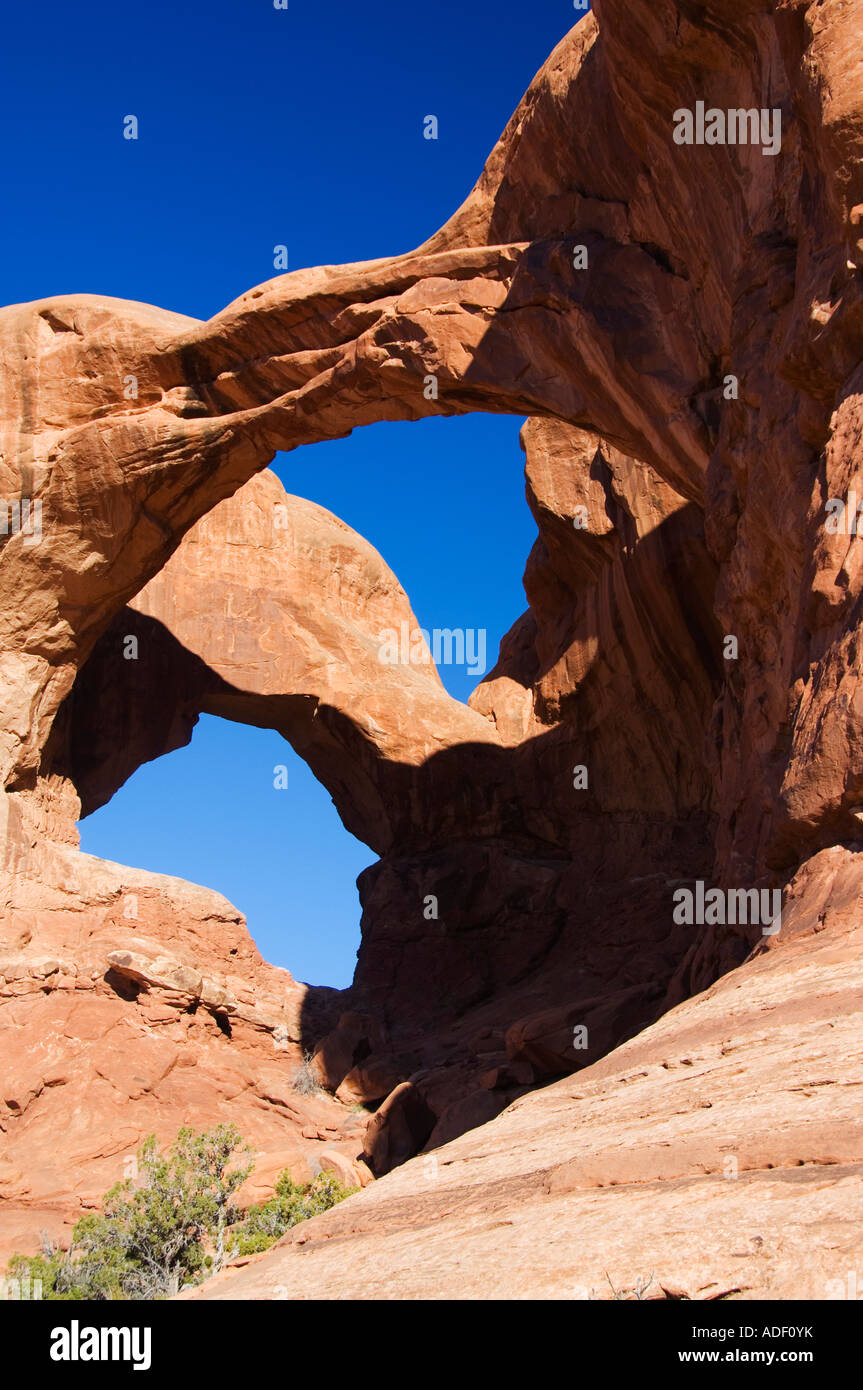 USA Utah Arches National Park Double Arch in Windows Section Stock ...