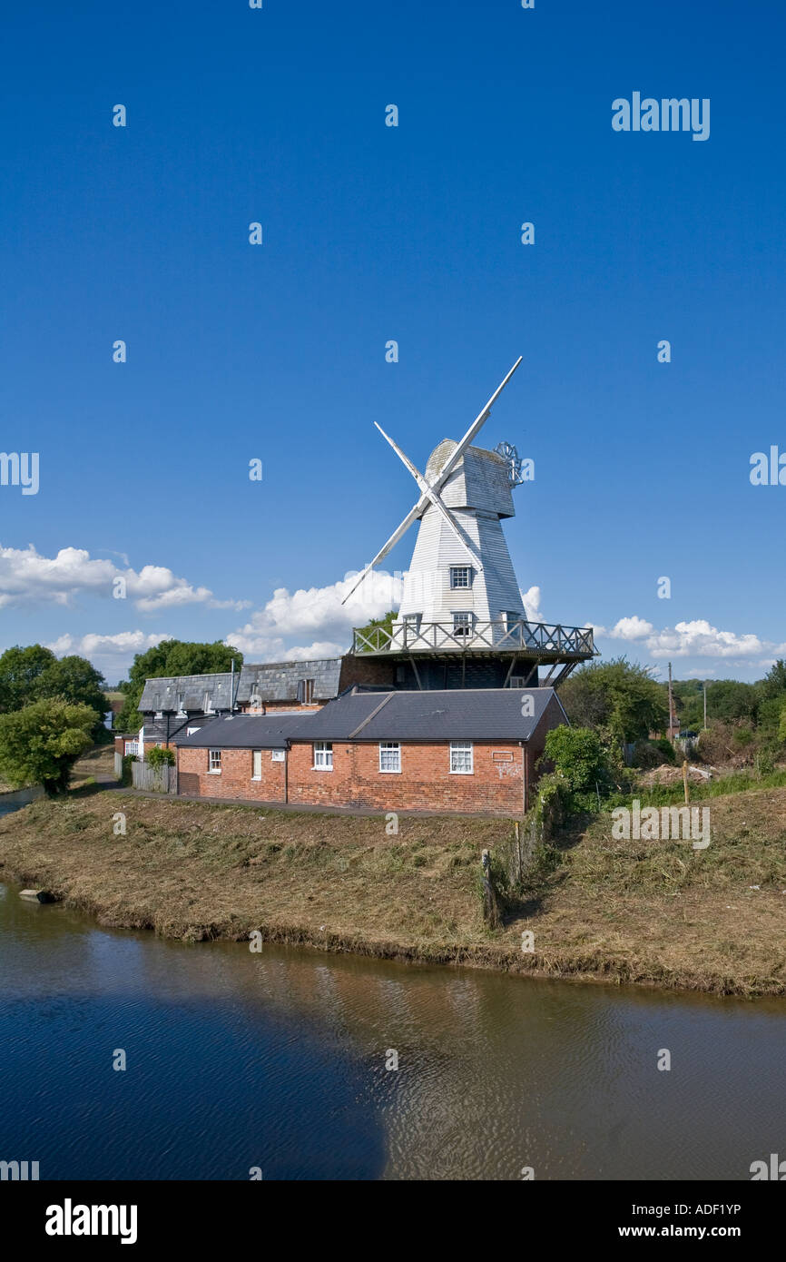 White windmill beside the river at Rye Sussex England Stock Photo - Alamy