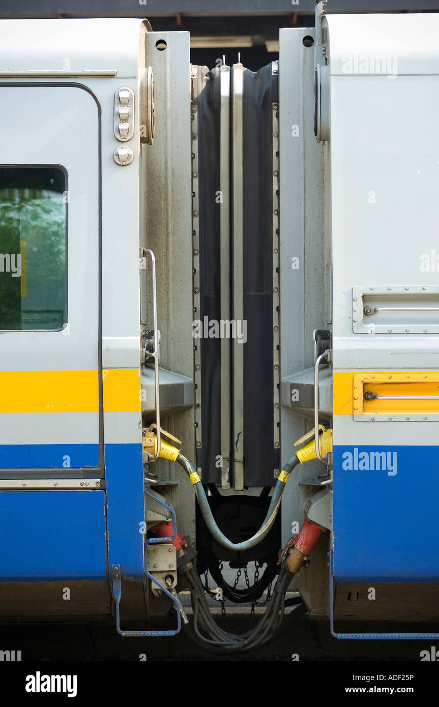 Joining between two train cars Stock Photo - Alamy