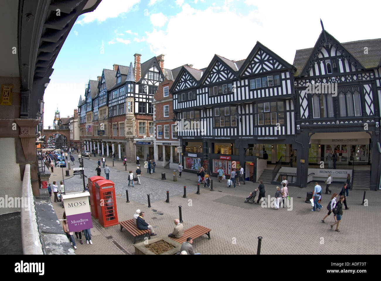 Eastgate Street and Grosvenor Hotel in the historic city of Chester the ...