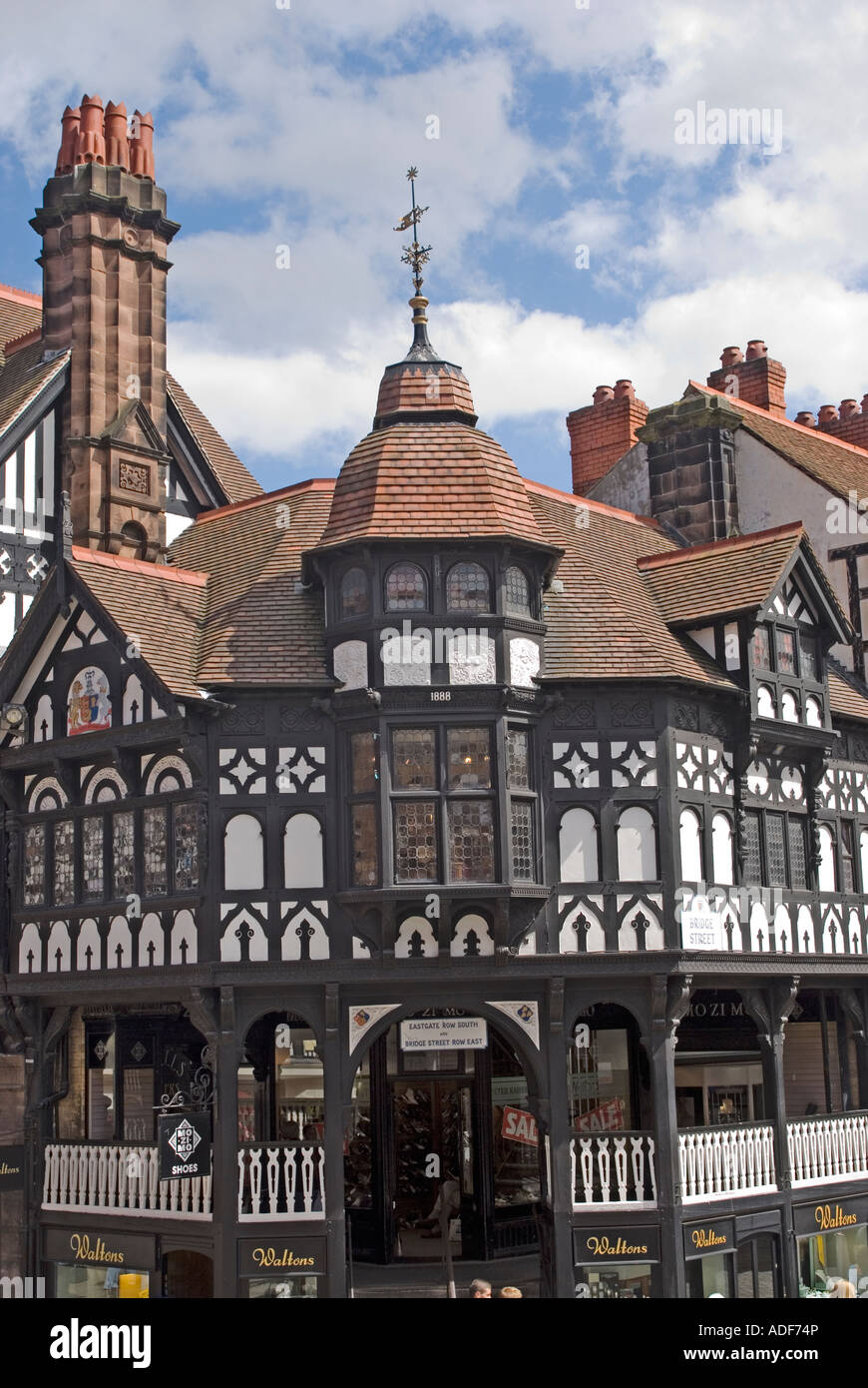 Half timbered Tudor buildings in the High Cross area in the historic ...