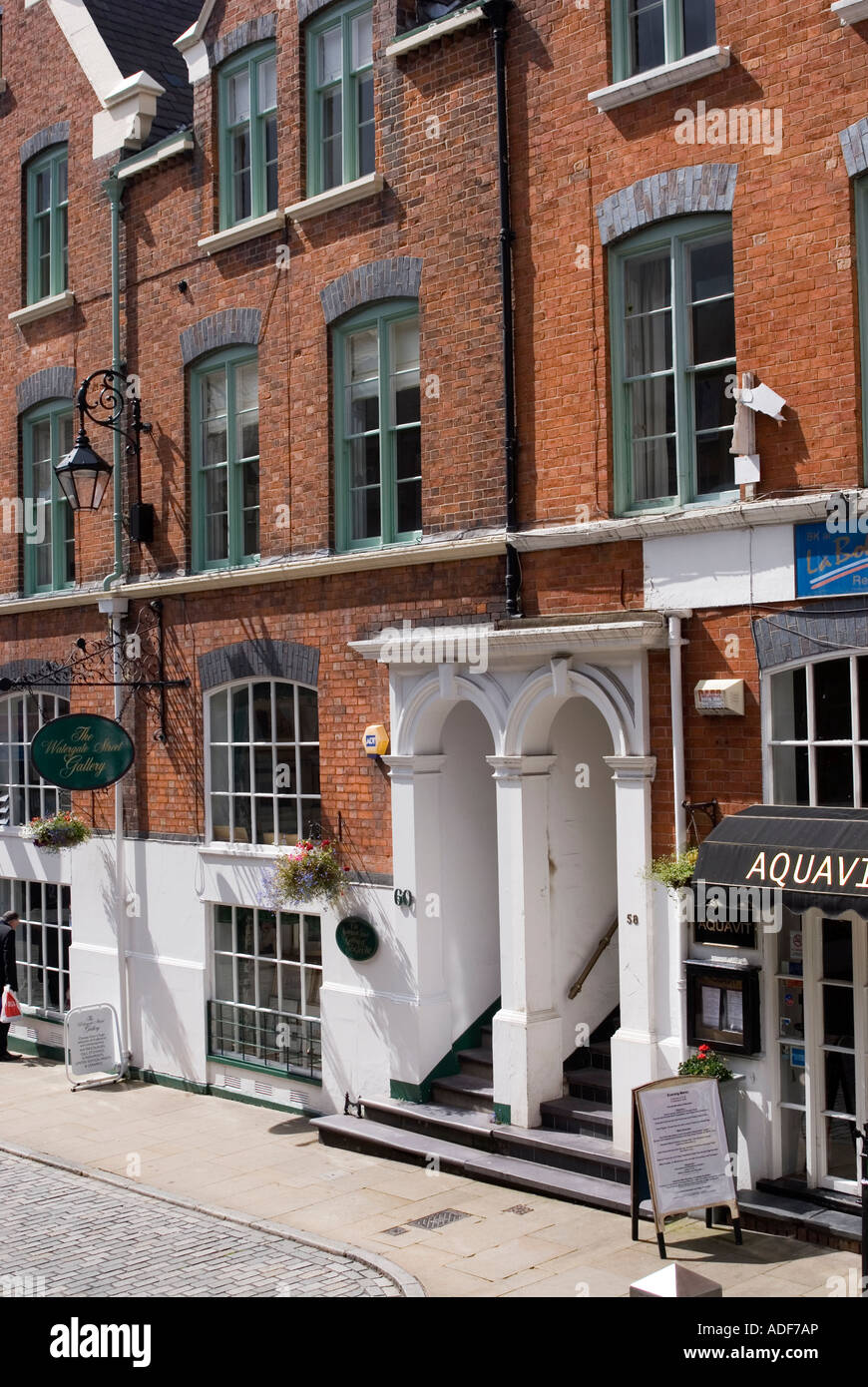 Business premises on Watergate Street in the historic city of Chester ...