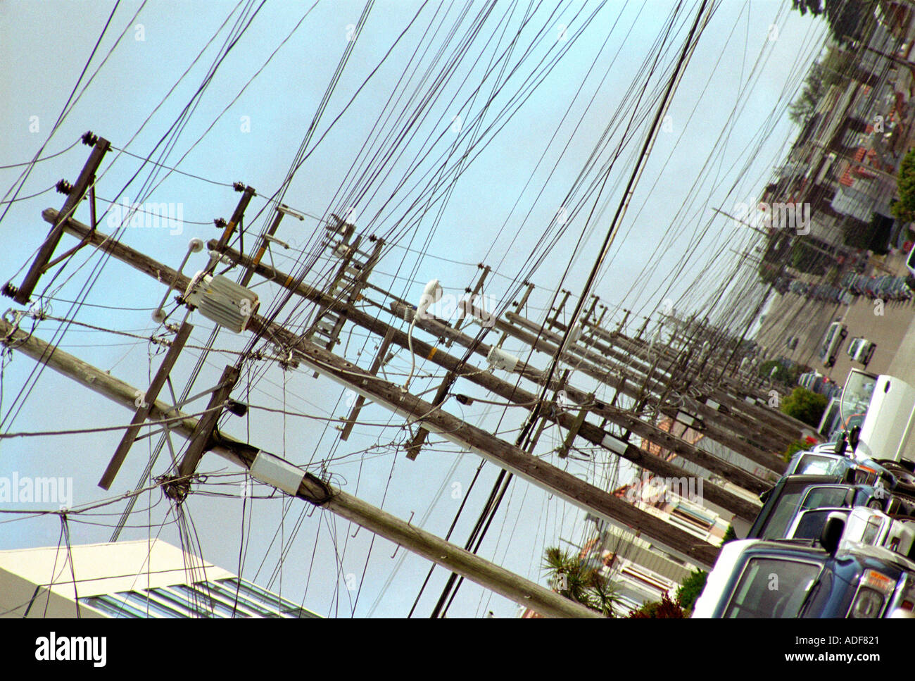power lines telephone poles Stock Photo - Alamy