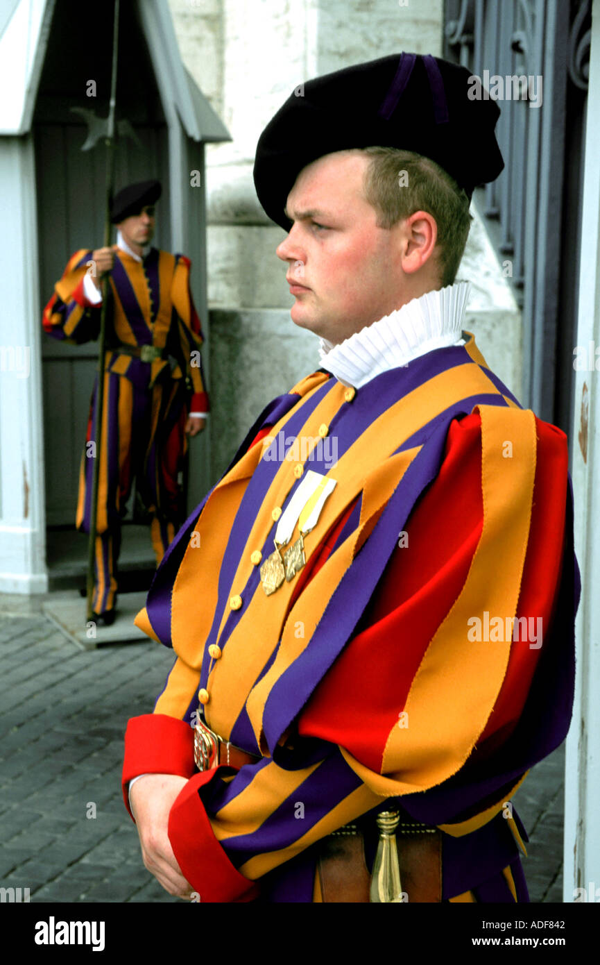 The Swiss Guards stand sentinel at the Vatican in Rome Italy Stock ...