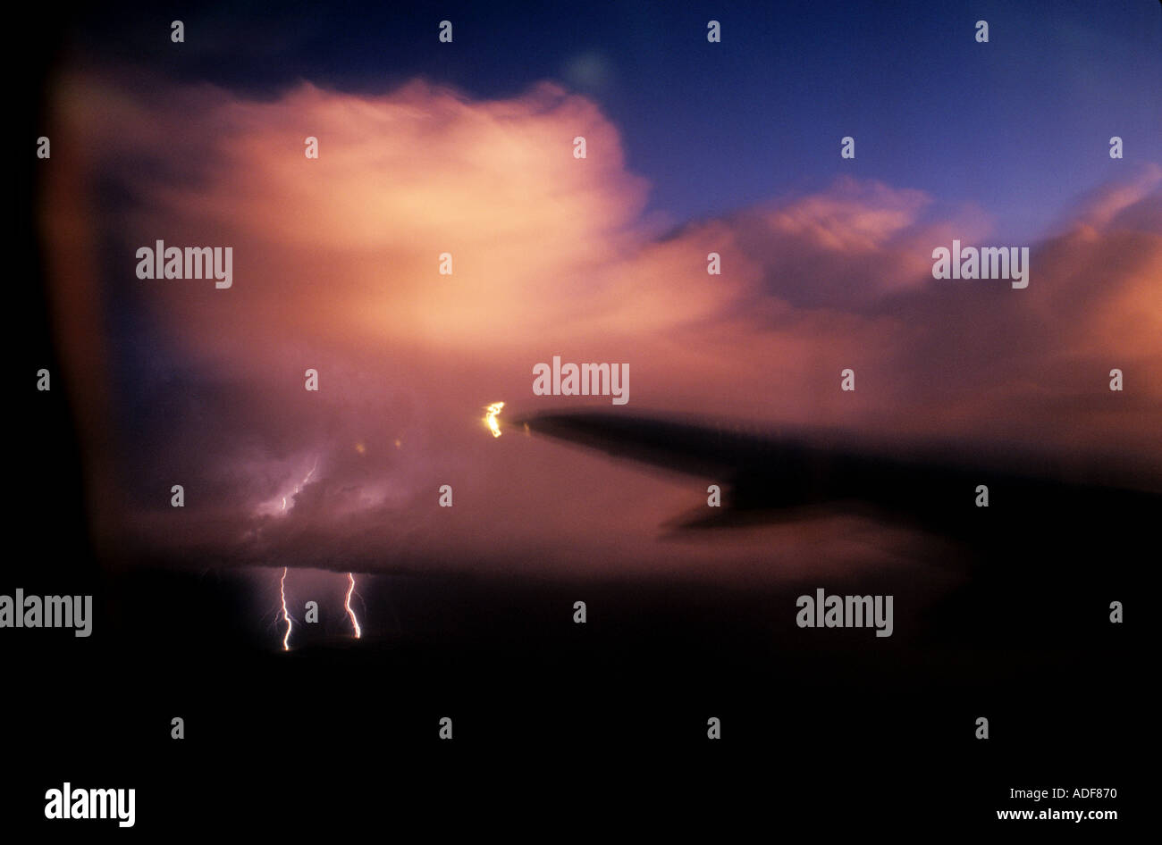 This photo was taken from the window of a commercial airliner.Lightning ...