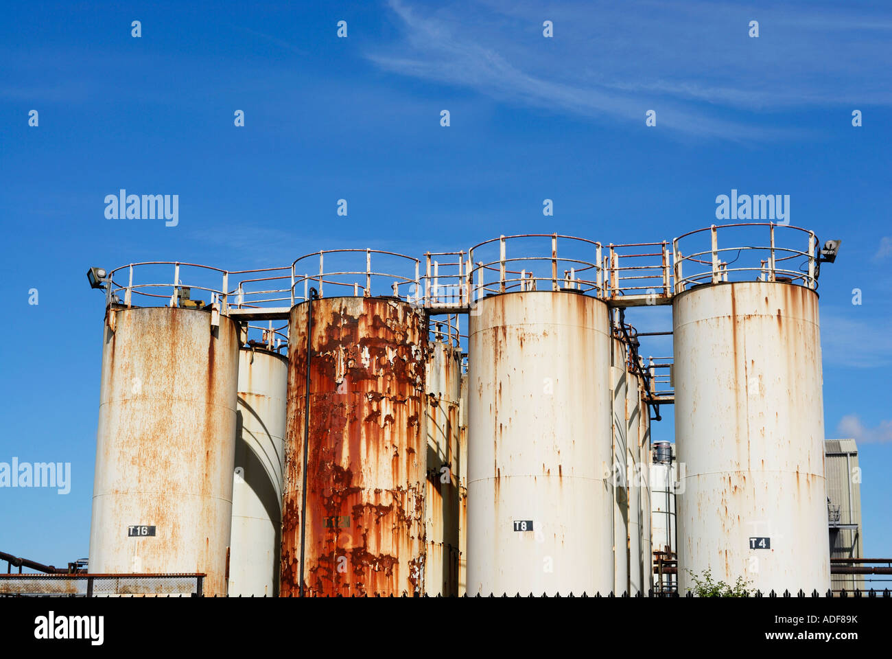 Corroded and corroding chemical storage vessels in a chemical plant ...