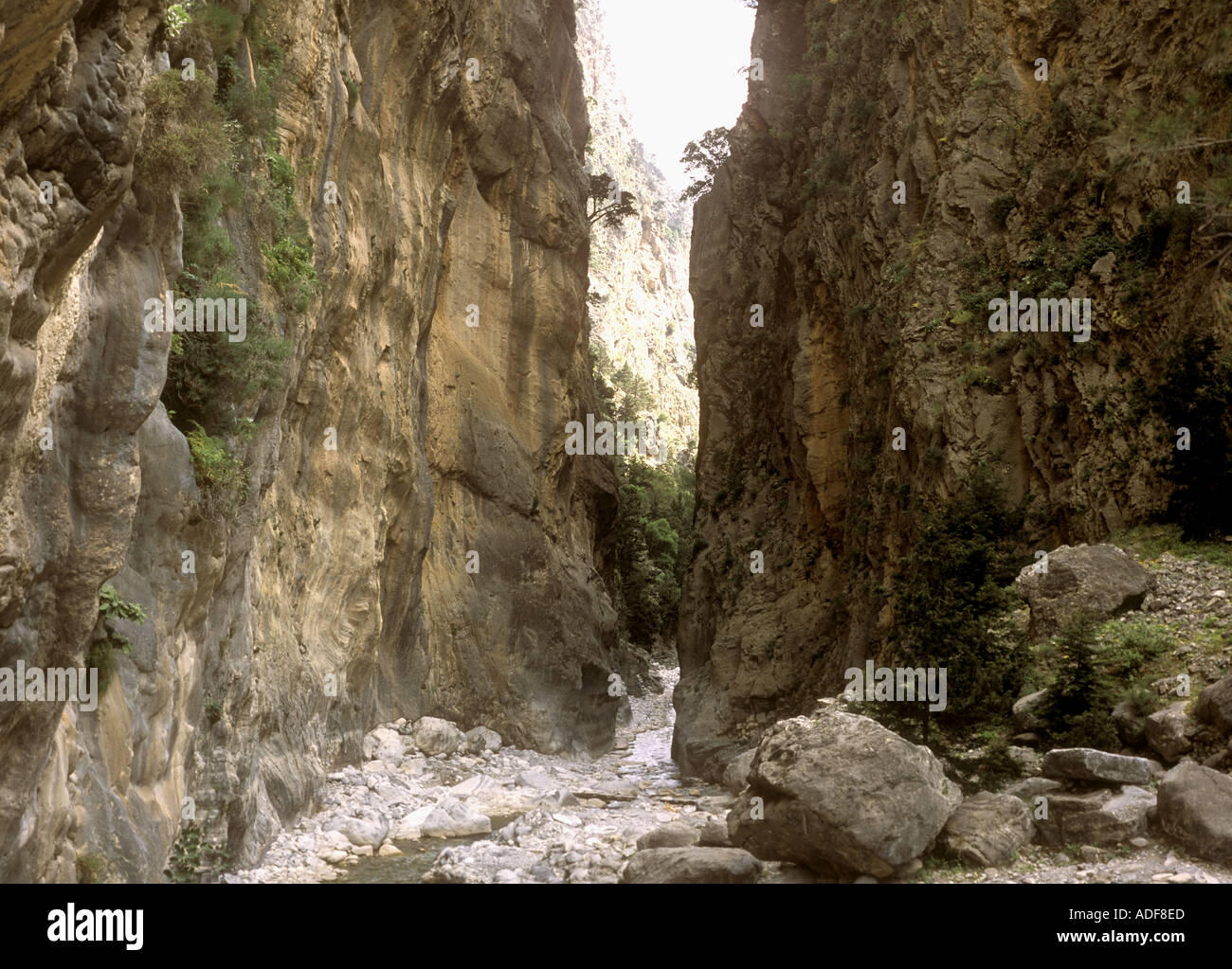 The narrowest point of the famous Samaria Gorge known as the Iron Gates ...