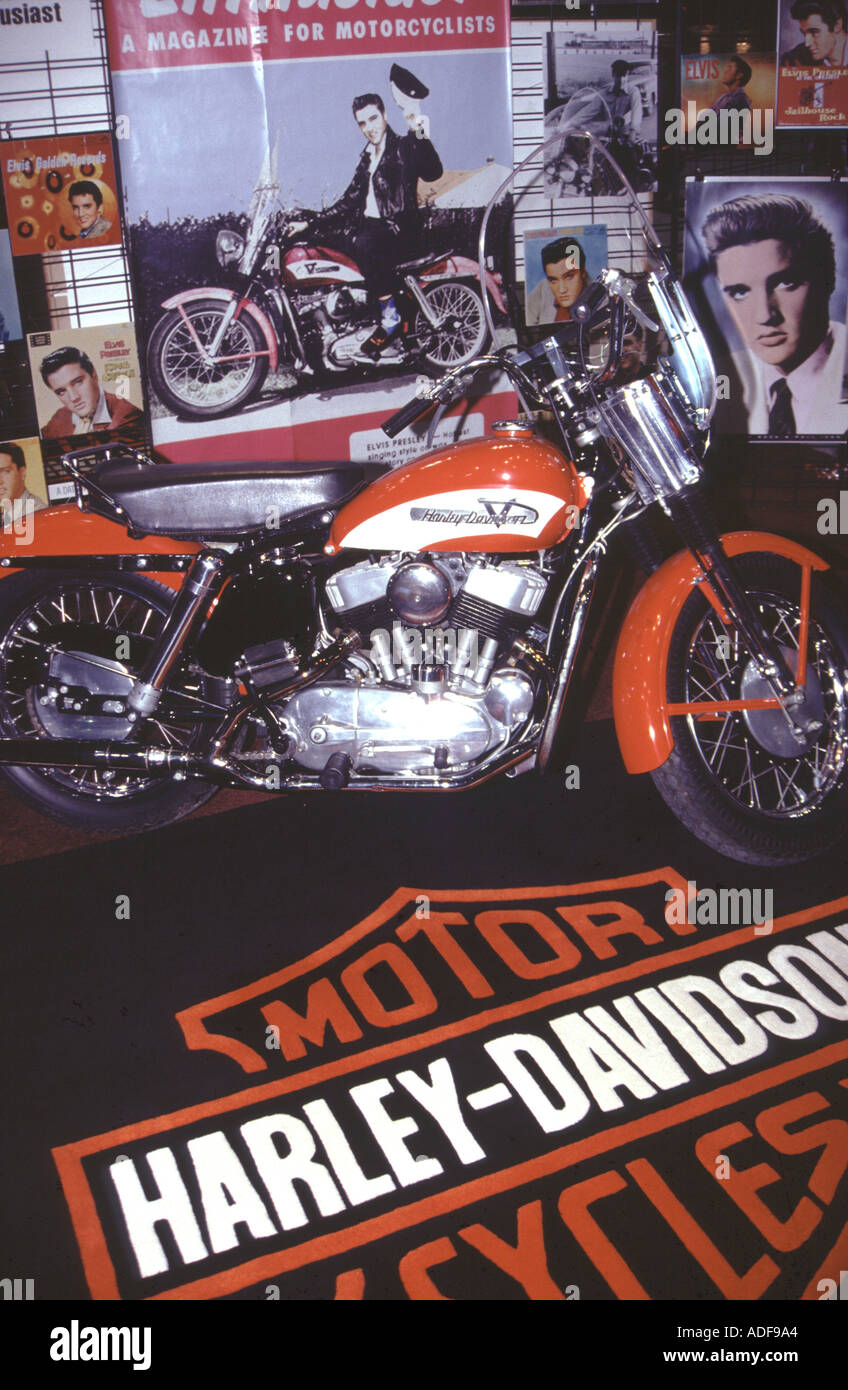 Harley Davidson model KH that was owned by Elvis Presley Pictured in the background is a ...
