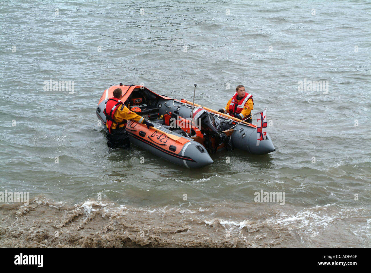 D Class RNLI Inshore Lifeboat Being Launched by Crew on Exercise at ...