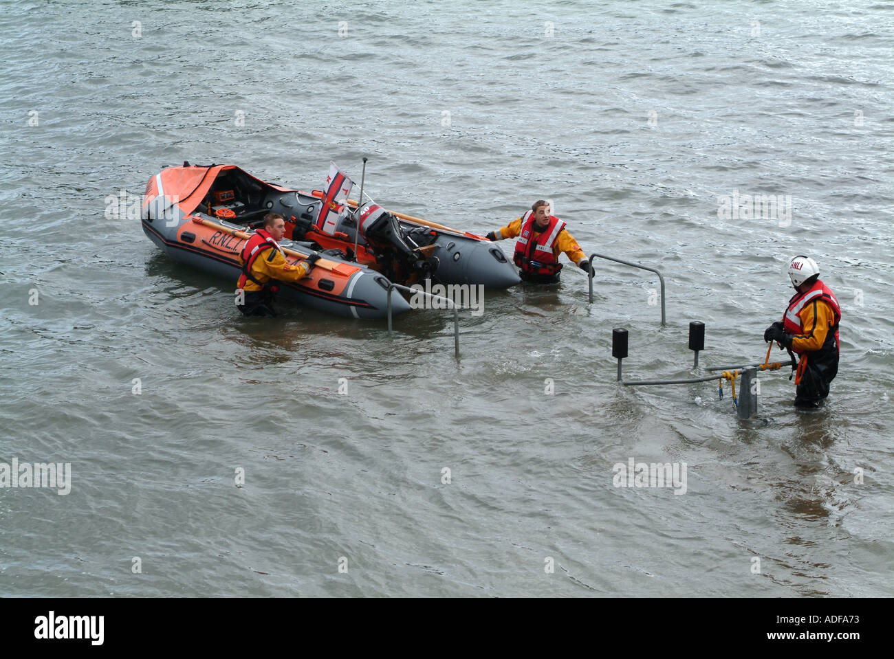D Class RNLI Inshore Lifeboat Being Launched by Crew on Exercise at ...
