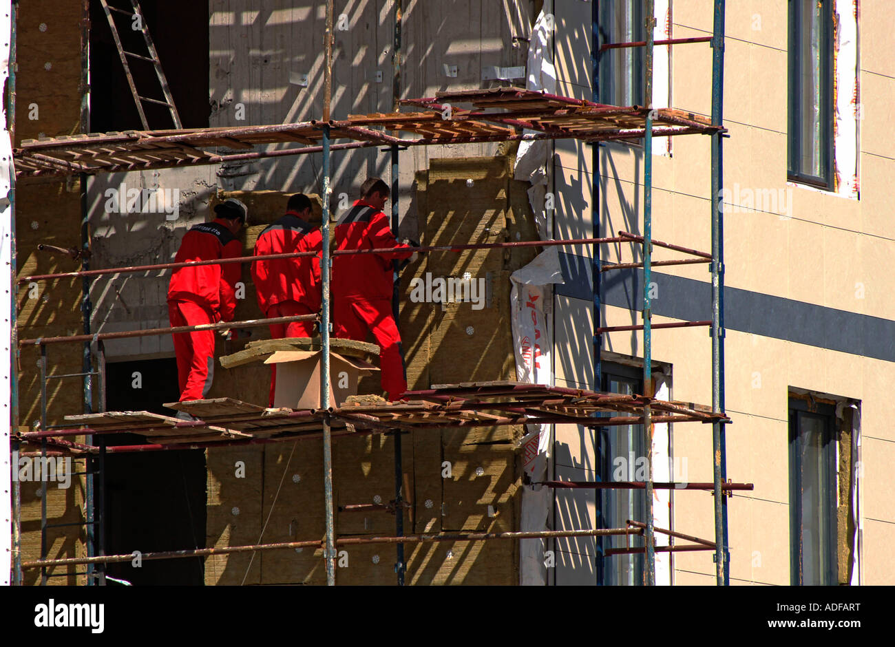 Thermal protection Installation on building in St Petersburg Stock ...