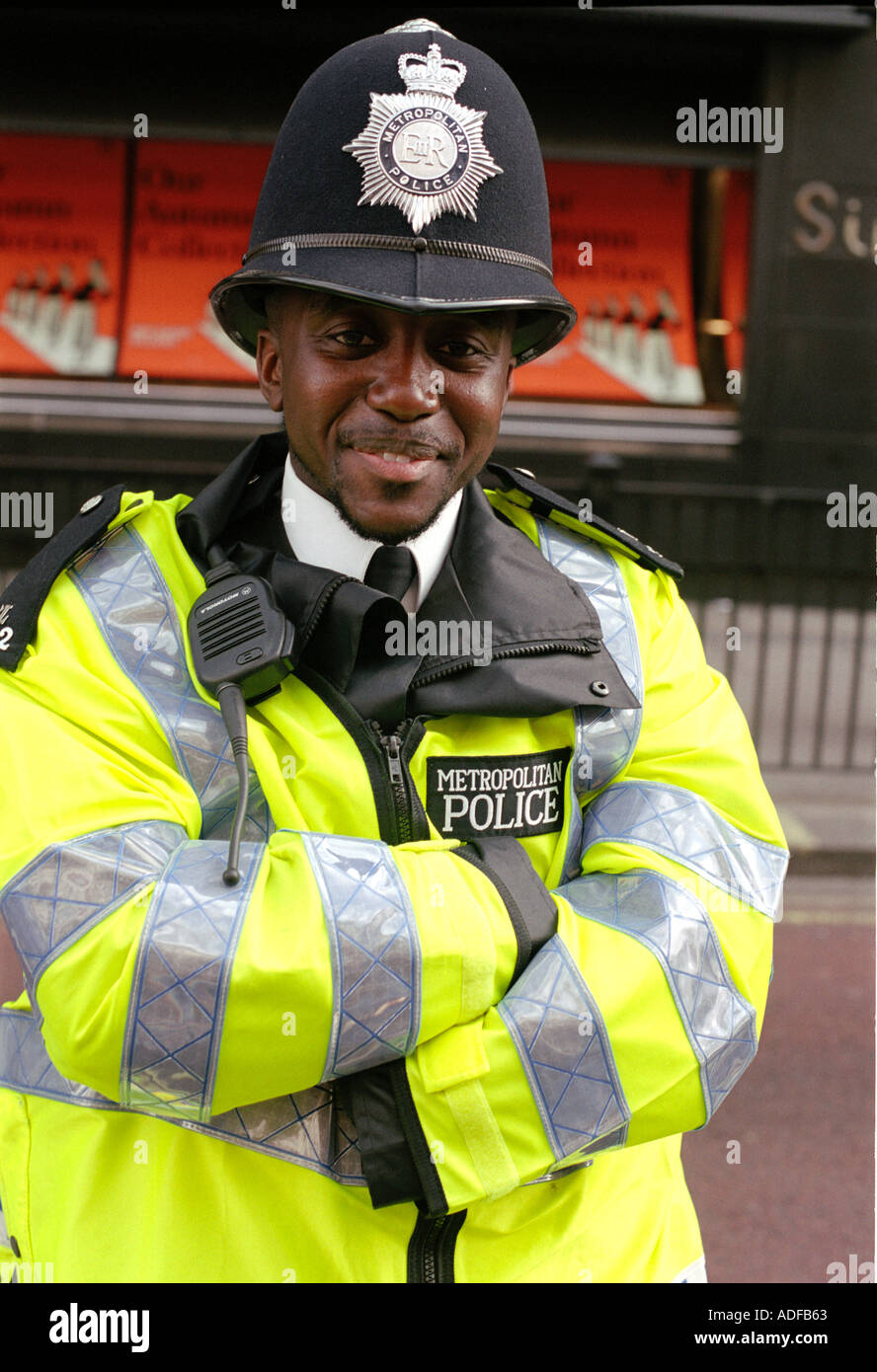Black female police officer in central London Stock Photo - Alamy