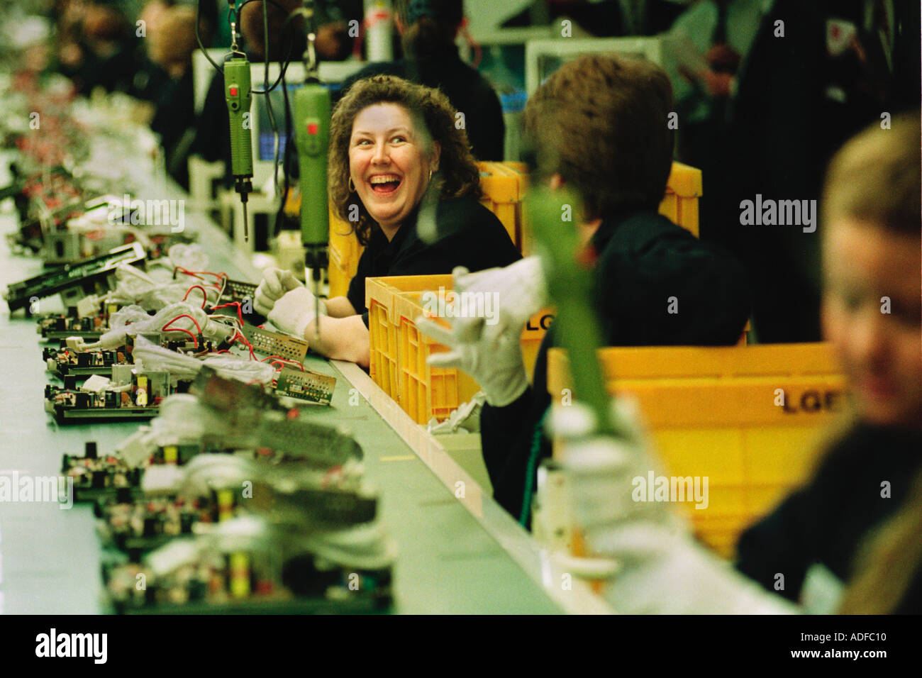 Production line at the LG Electronics factory Newport South Wales UK GB ...