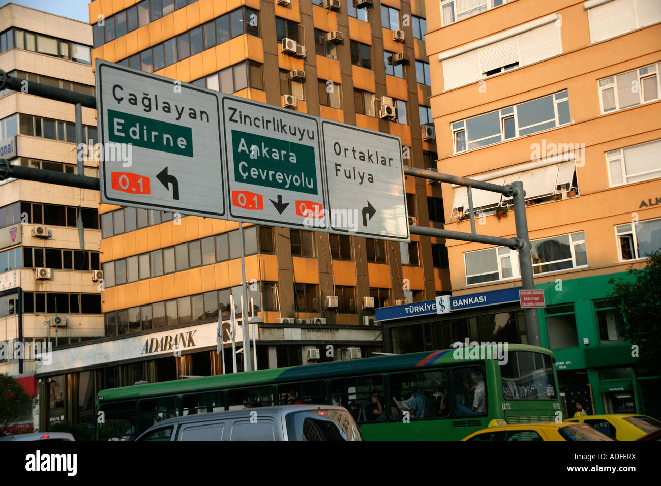 Traffic and road sign in Mecidiyekoy, Istanbul, Turkey Stock Photo - Alamy