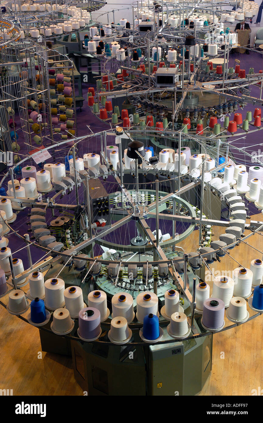 Commercial knitting machine on display at trade exhibition Stock Photo ...