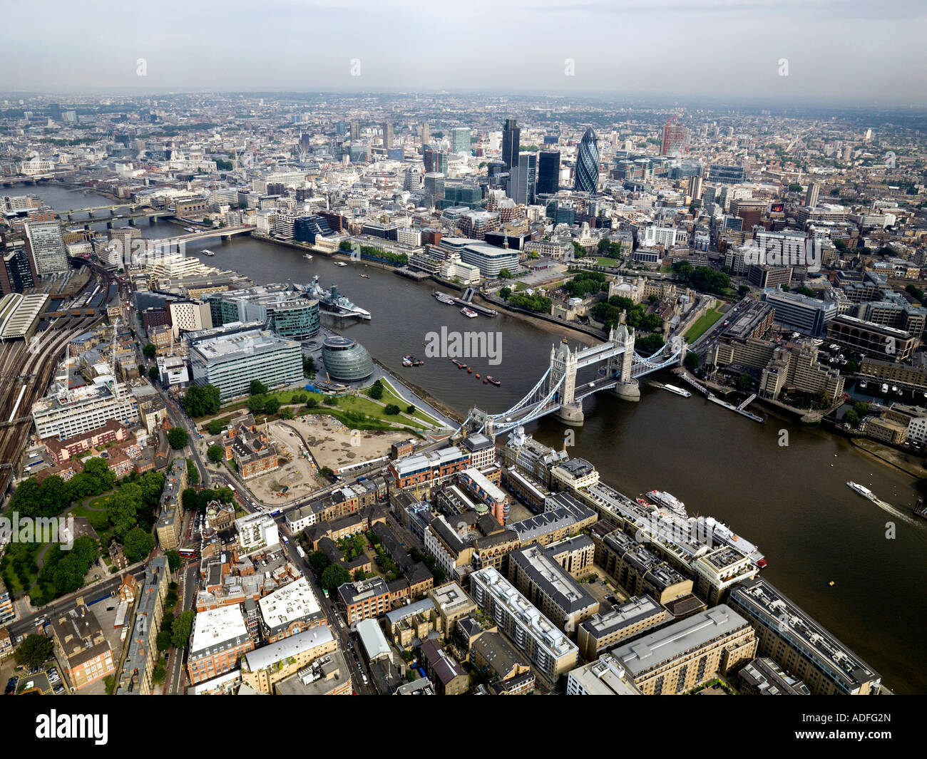 Aerial view of London and Tower Bridge Stock Photo - Alamy