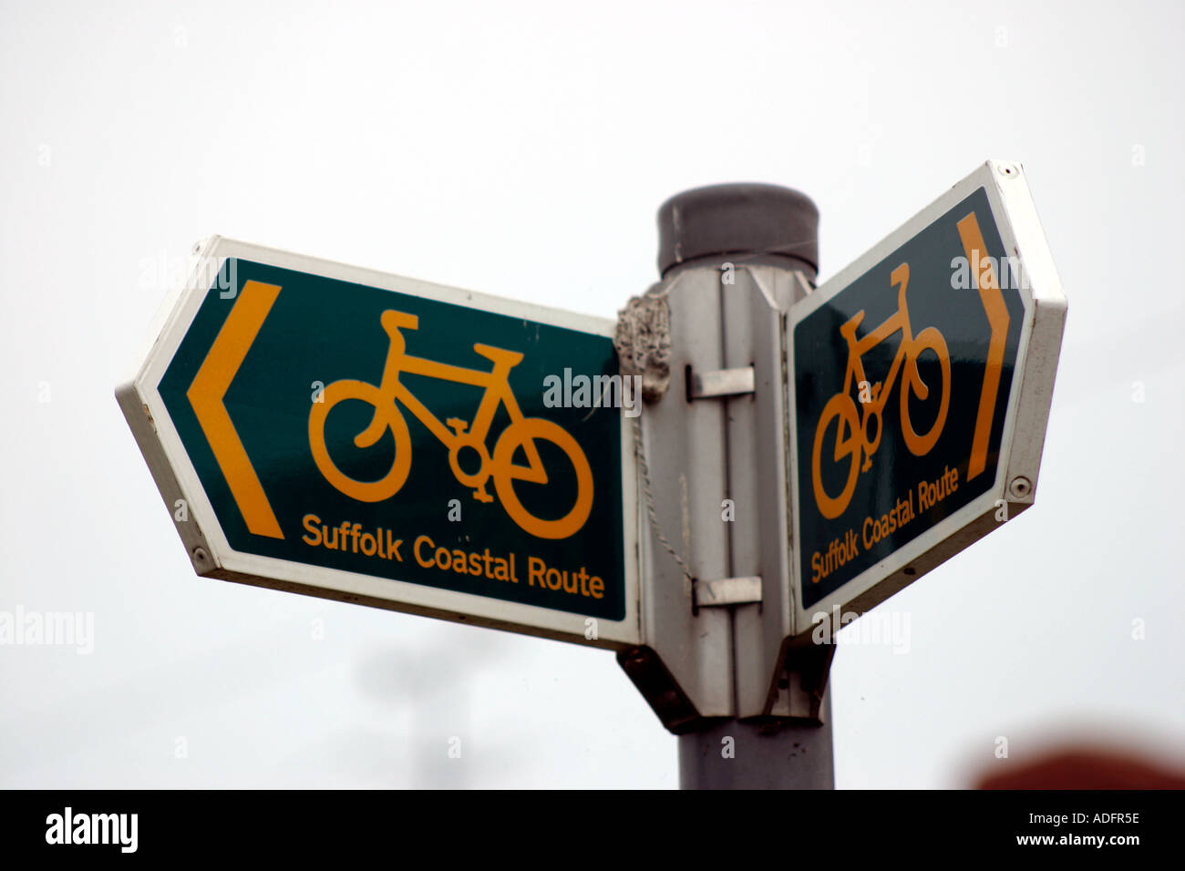 Suffolk Coastal Cycle Route Sign Suffolk England Stock Photo - Alamy