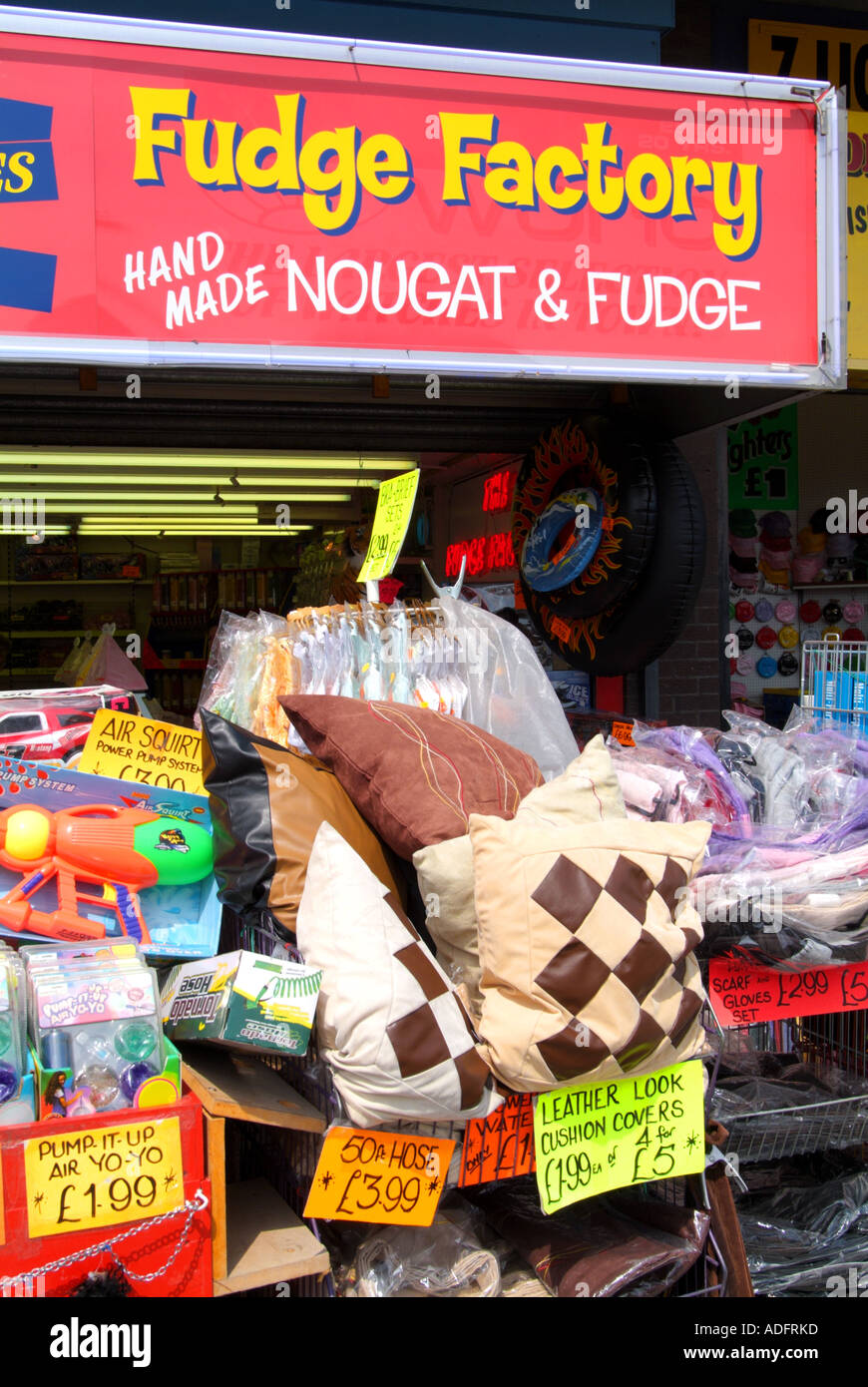 FUDGE AND ACCESSORIES STALL SKEGNESS LINCOLNSHIRE ENGLAND UK Stock ...