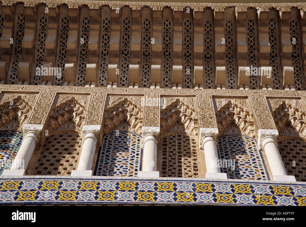 A detail of the beautiful architecture of the Royal Palace in Fes ...