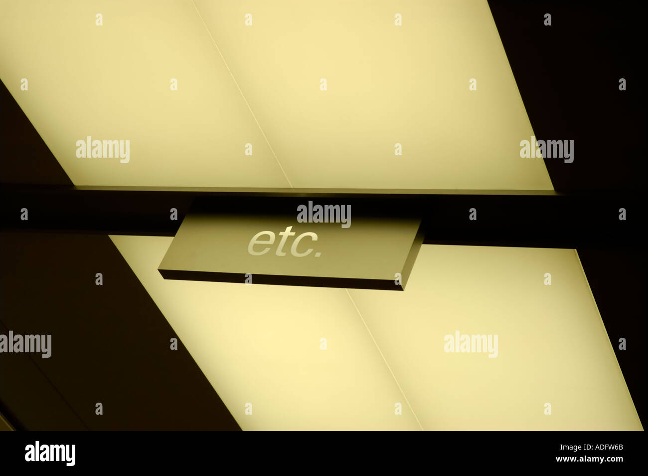 Sign on ceiling etc Stock Photo - Alamy
