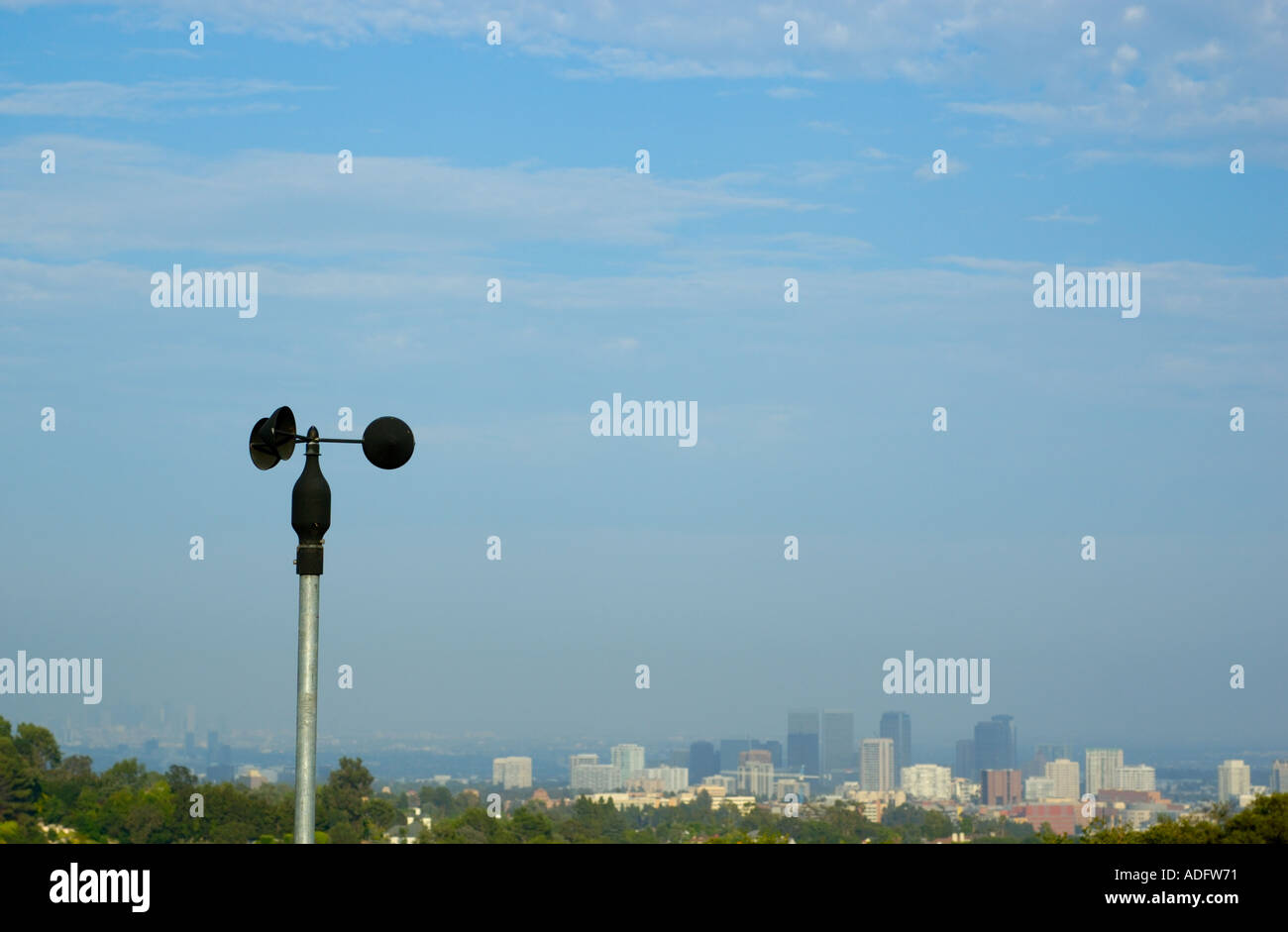 Wind Speed Sensor and downtown Los Angeles in the background Anemometer ...