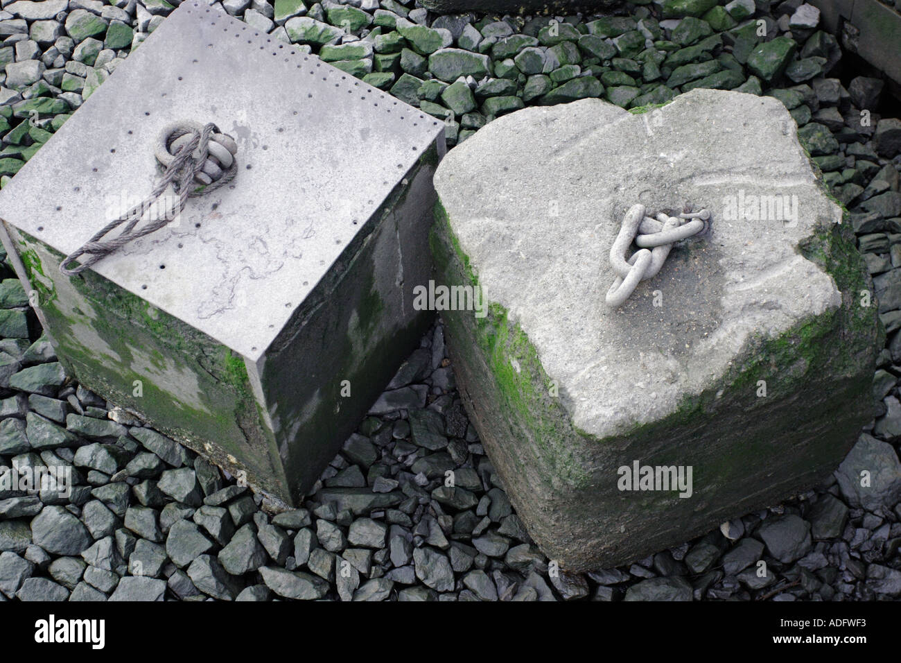 Concrete weights for securing ships Stock Photo - Alamy