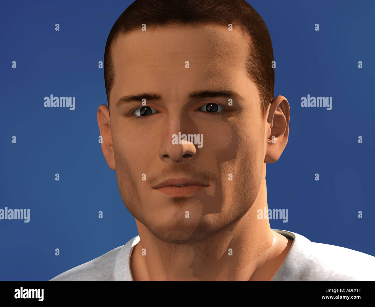 close up of man s face computer illustration Stock Photo - Alamy