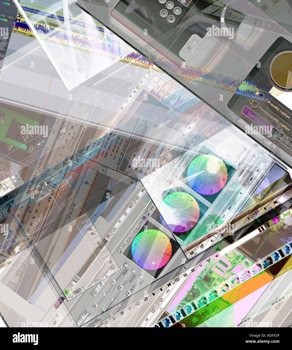 computer illustration montage of various pieces of computer software ...