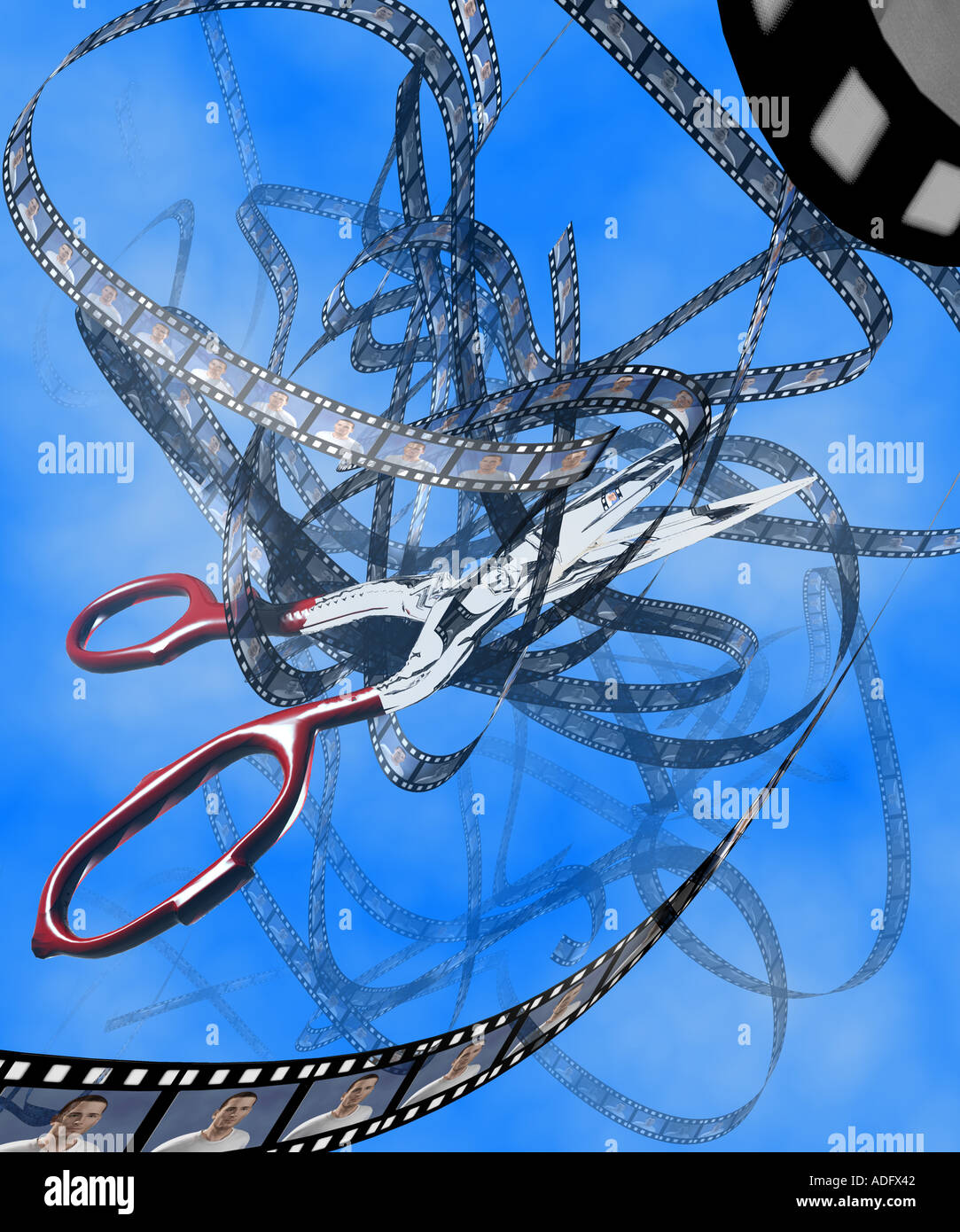 video editing image film or video being cut computer illustration Stock ...