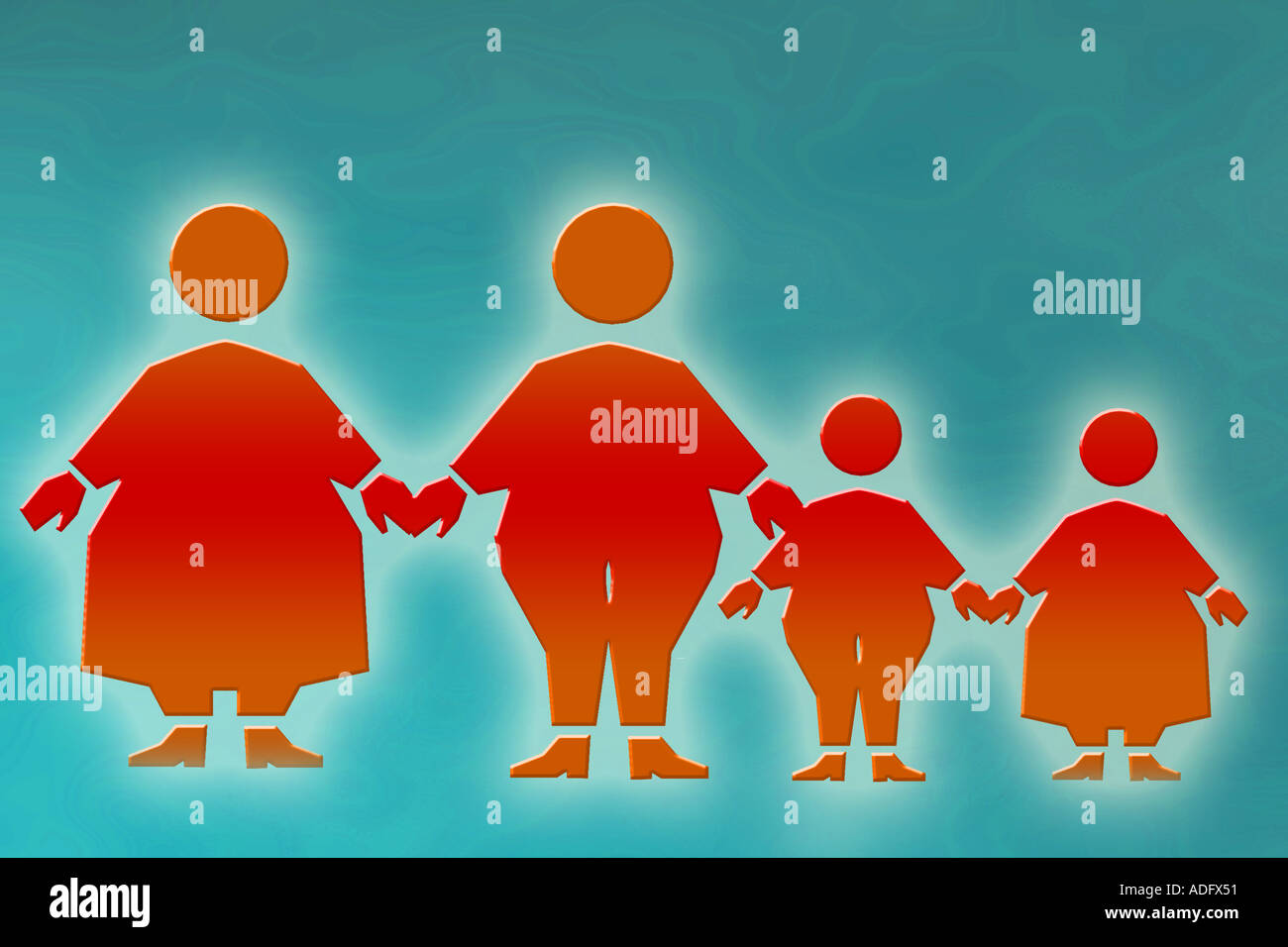 graphic illustration of a family of overweight or obese individuals ...