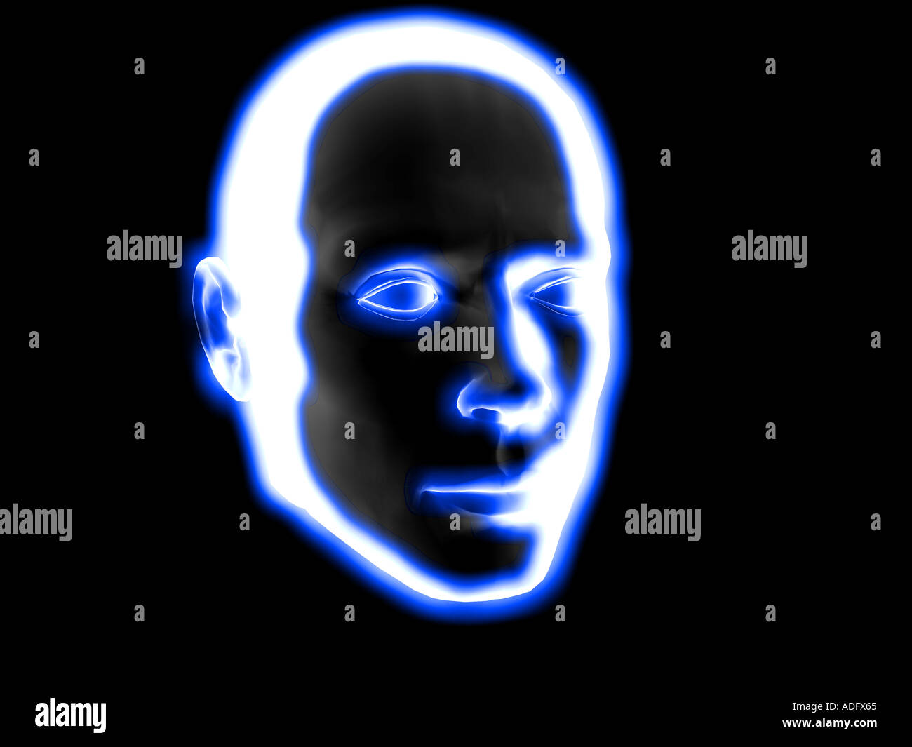 xray style illustration of a human head computer render Stock Photo - Alamy