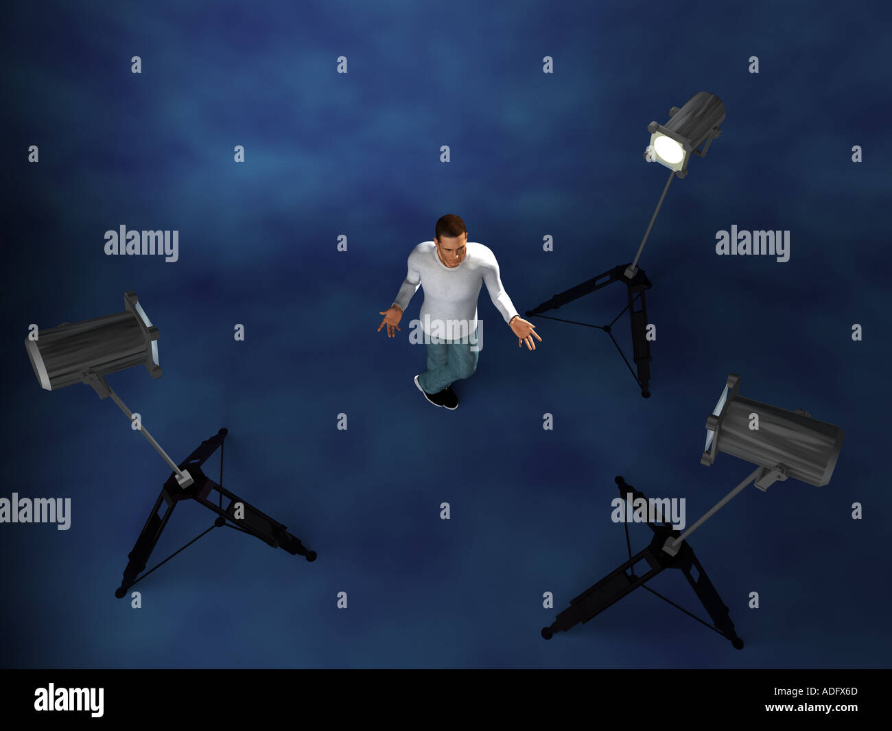a typical lighting set for a film or video shoot featuring a key light ...