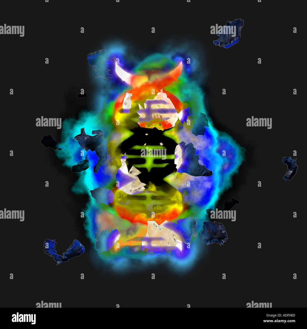 DNA genetic explosion looking rather dark and sinister Stock Photo - Alamy