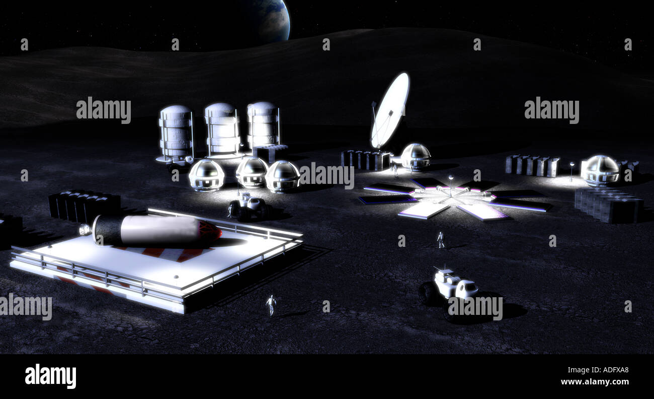 moon base settlement on the moon science fiction Stock Photo - Alamy