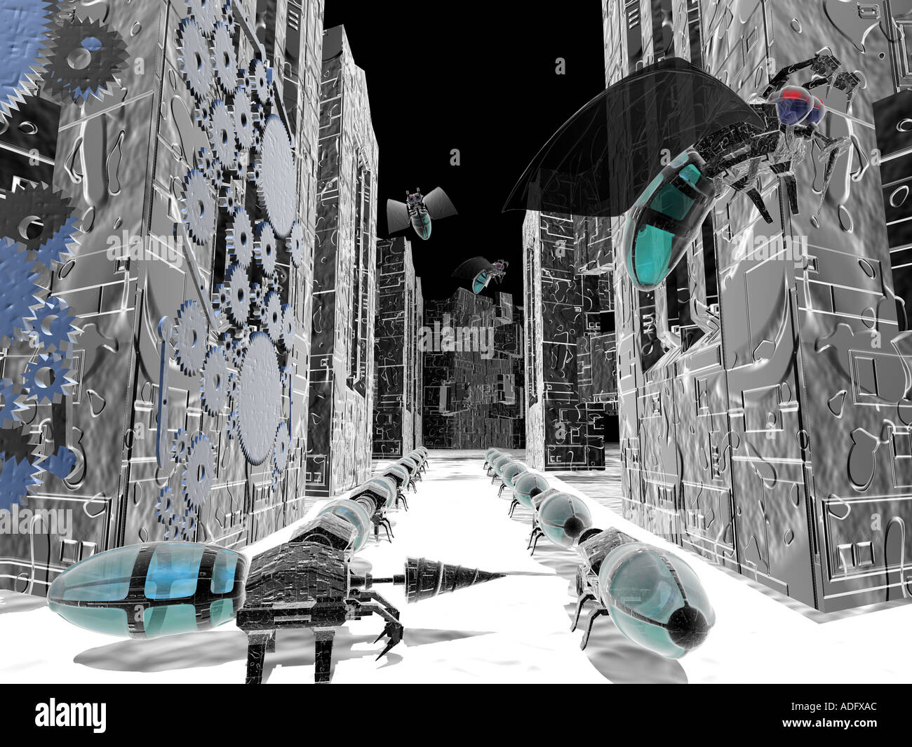 nanotechnology a microscopic city of robots Stock Photo - Alamy