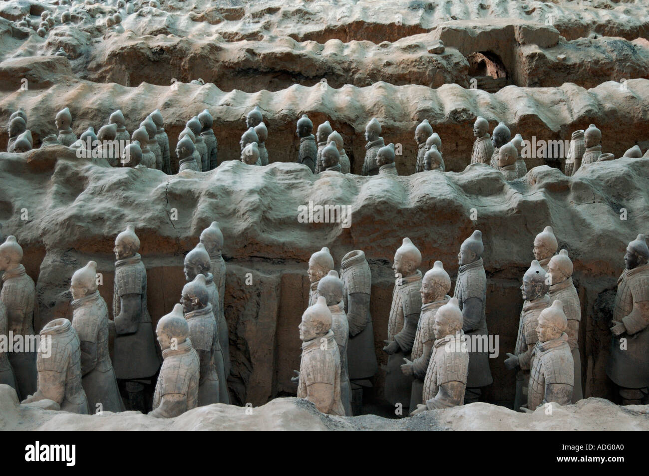 Rows of terracotta warriors in pit number one at the museum in Xian The ...