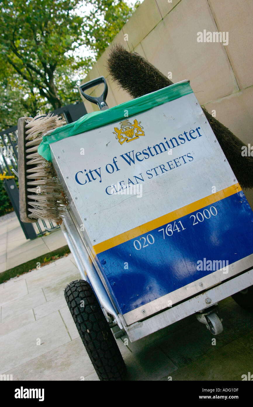 westminster council road sweeper Street cleaner London Stock Photo - Alamy