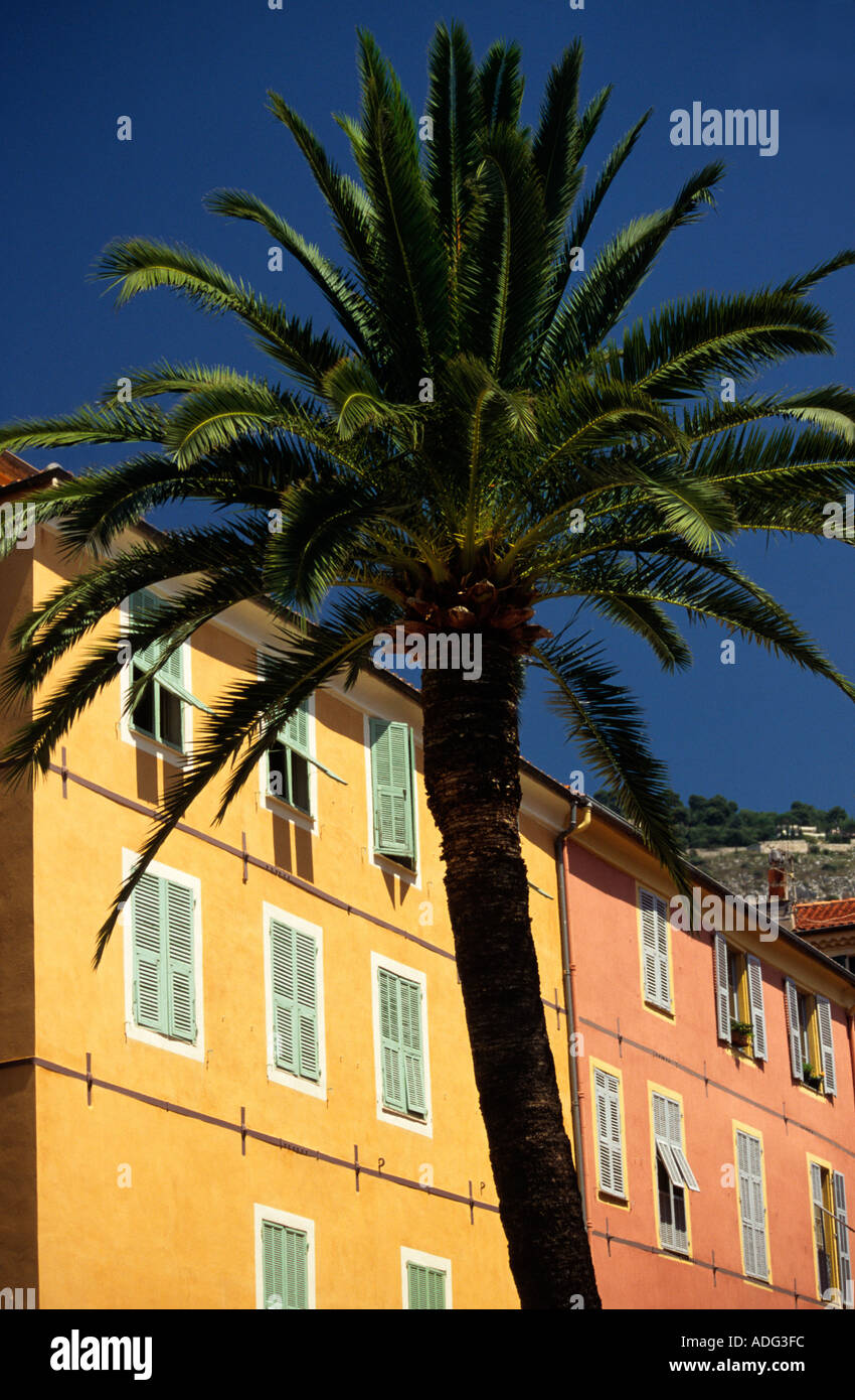 colorful buildings and flowers in the historic French port of ...