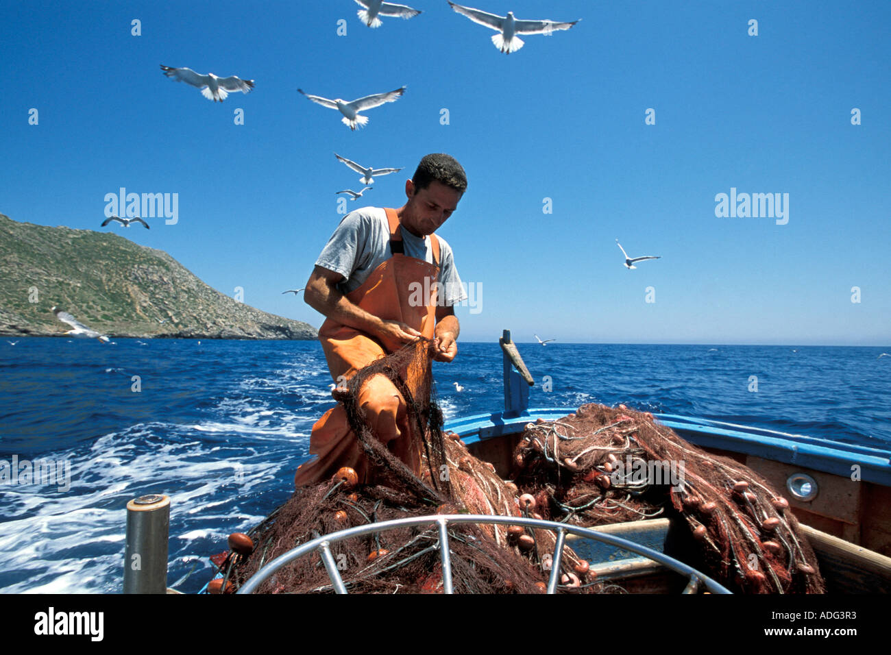 Francesca I fishing boat Marettimo island Egadi islands Sicily Italy ...