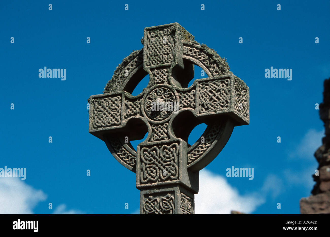 Celtic cross Lindisfarne Priory Northumberland UK Stock Photo - Alamy