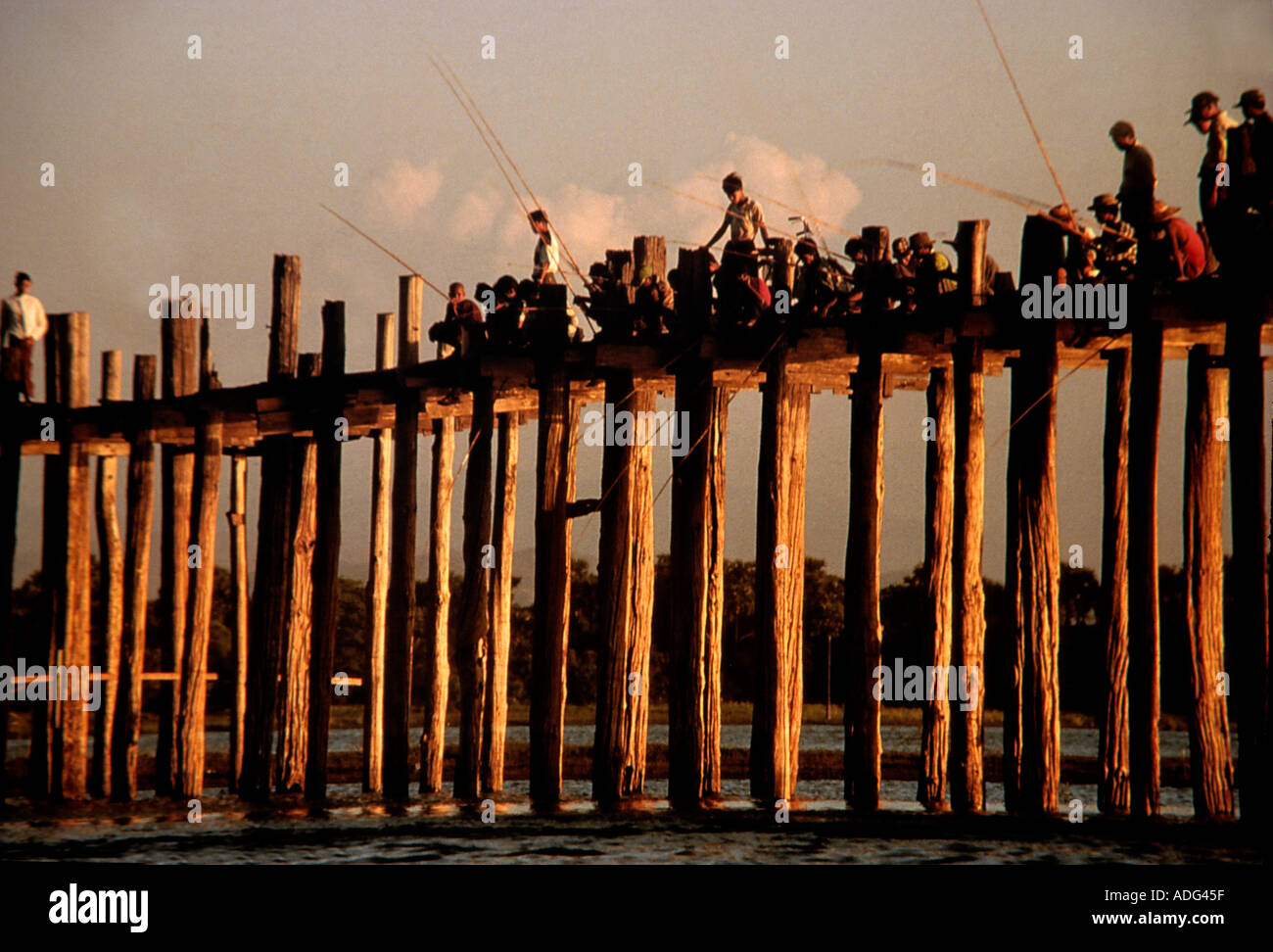 Spectacular sunset at U Bein bridge,(the longest teak bridge in the ...