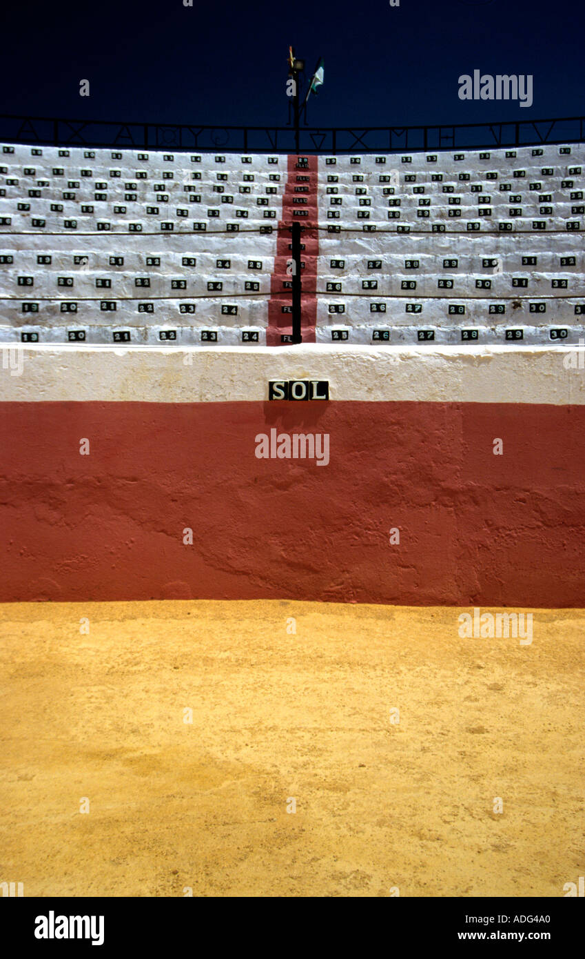 Vivid contrast of colors in Mijas Bullring, the smallest bullring in ...